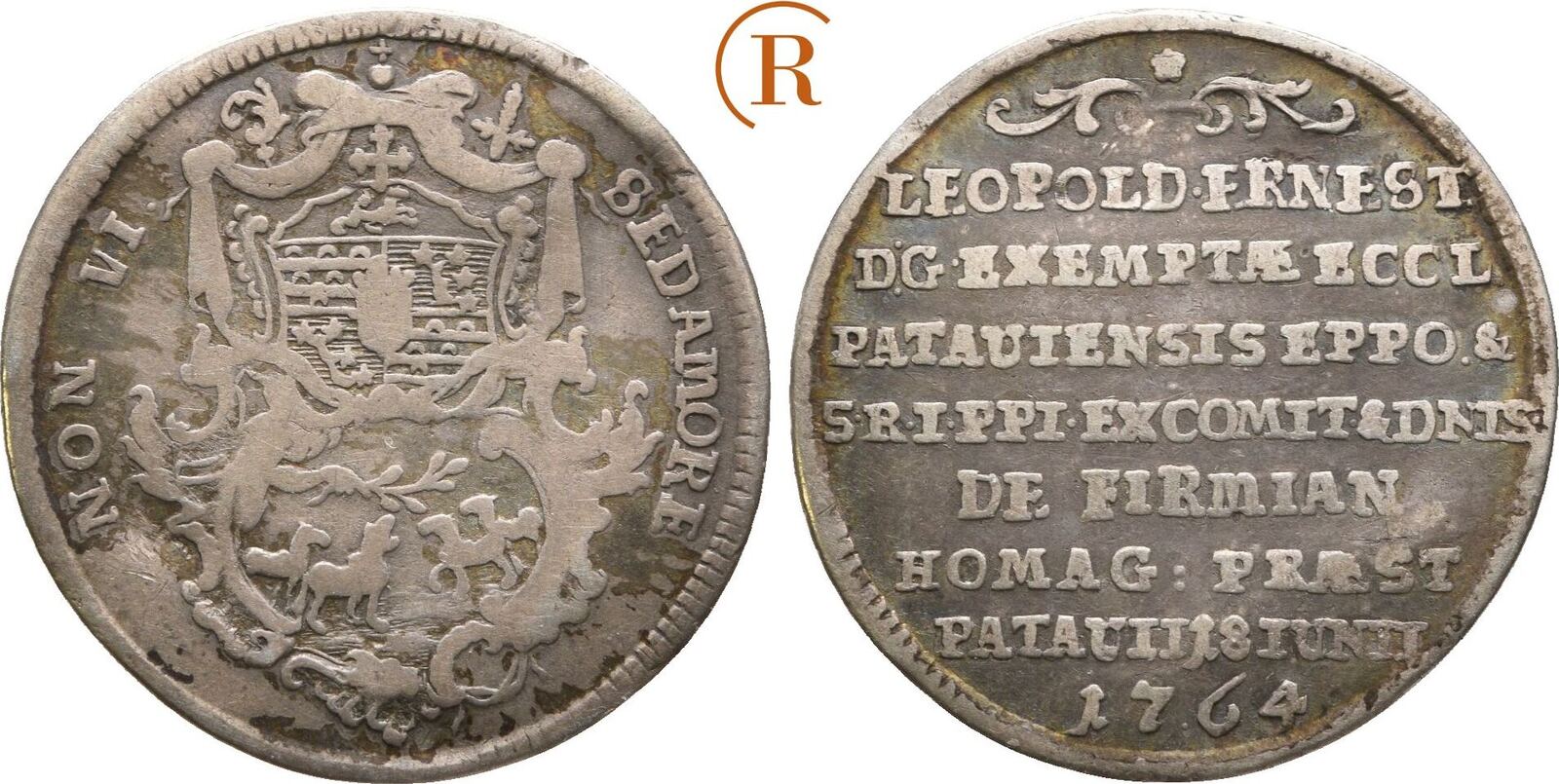 Passau Bistum: Silberner Jeton zu 1/8 Taler Mzst. Regensburg 1764 ...