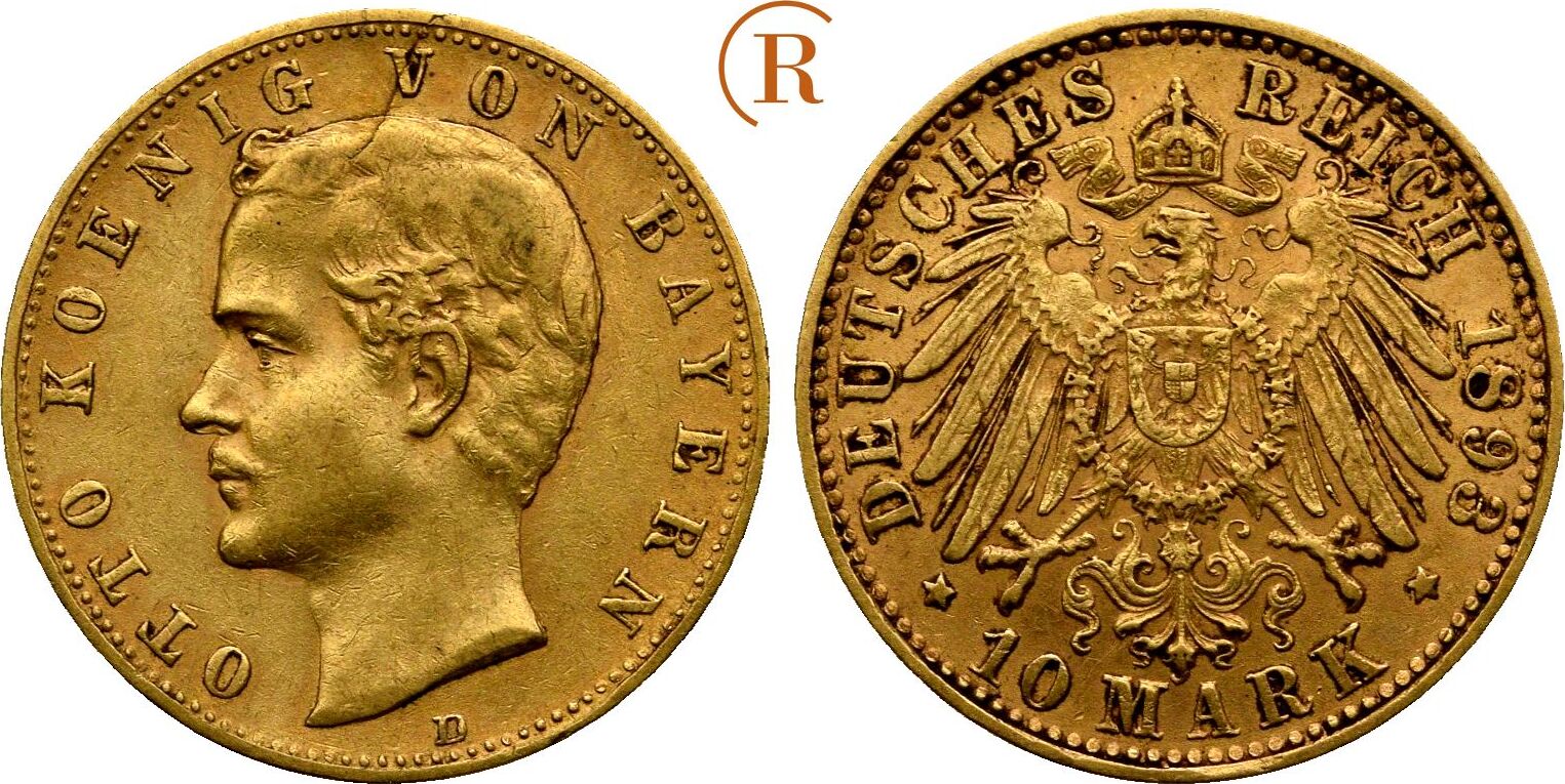 Kaiserreich: Bayern: 10 Mark GOLD 1893 D Otto, 1886-1913: VF | MA-Shops