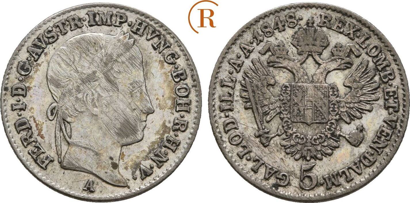 Habsburg: 5 Kreuzer Wien 1848 A Ferdinand I, 1835-1848: VF-EF | MA-Shops