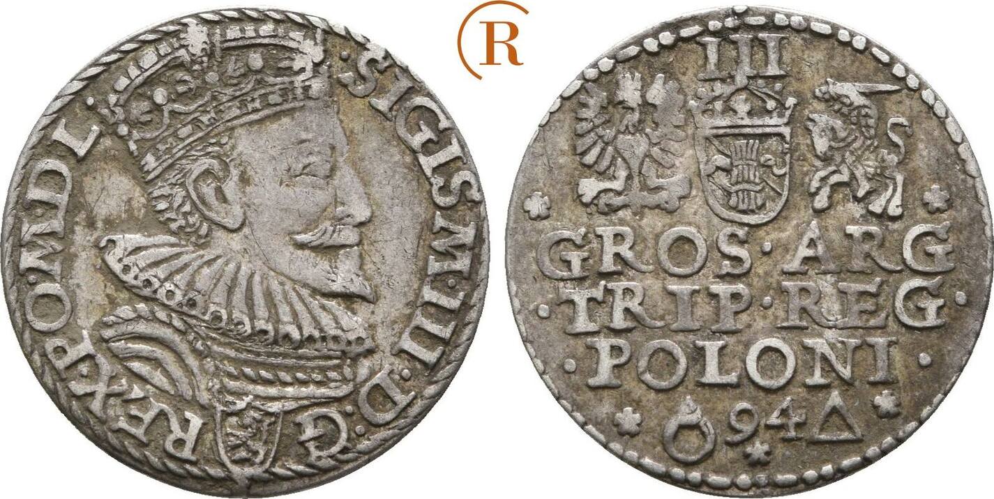Polen: 3 Gröscher Marienburg 1594 Sigismund III, 1587-1632: VF | MA-Shops