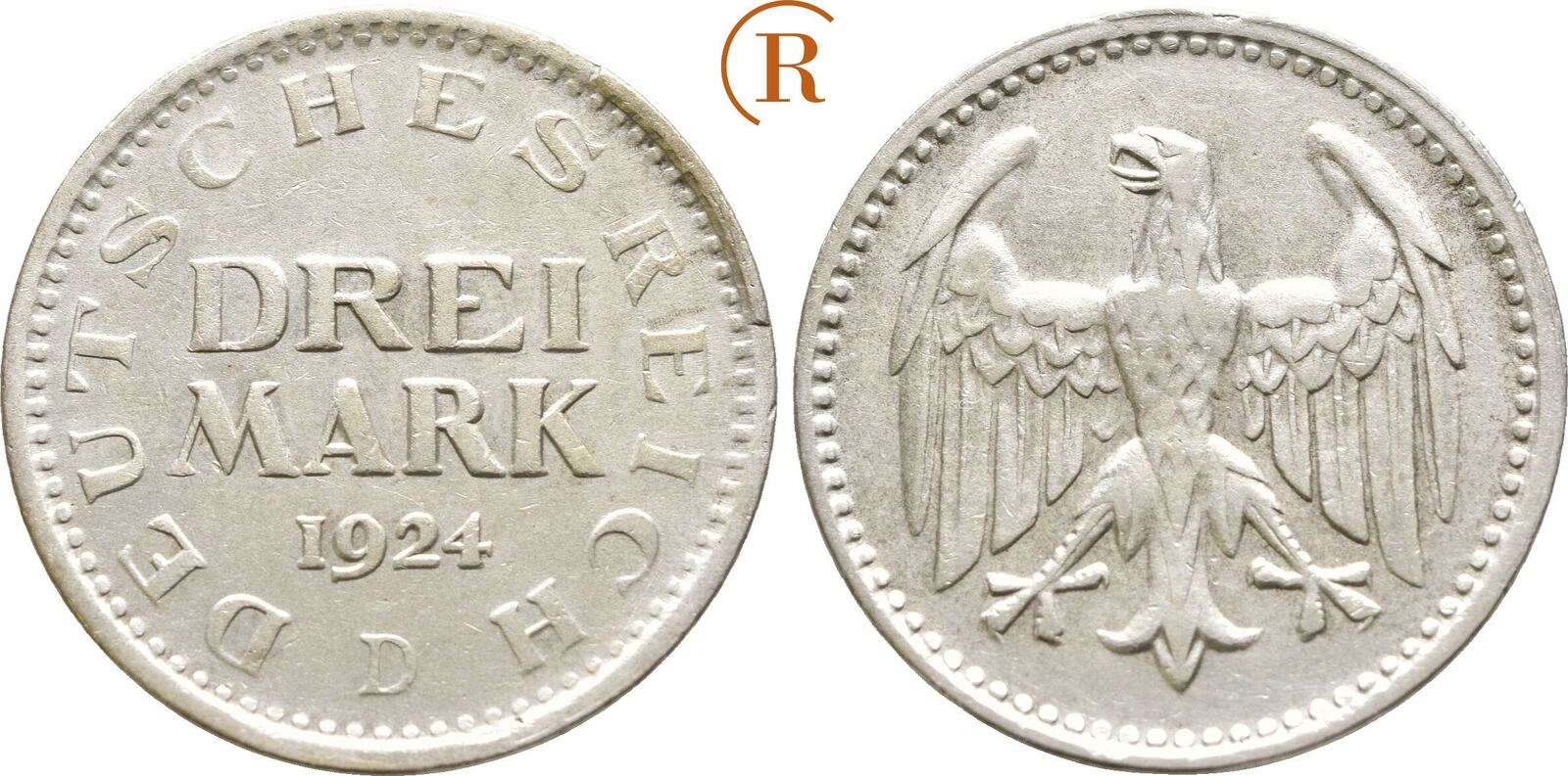 Weimarer Republik: 3 Mark 1924 D VF+ | MA-Shops