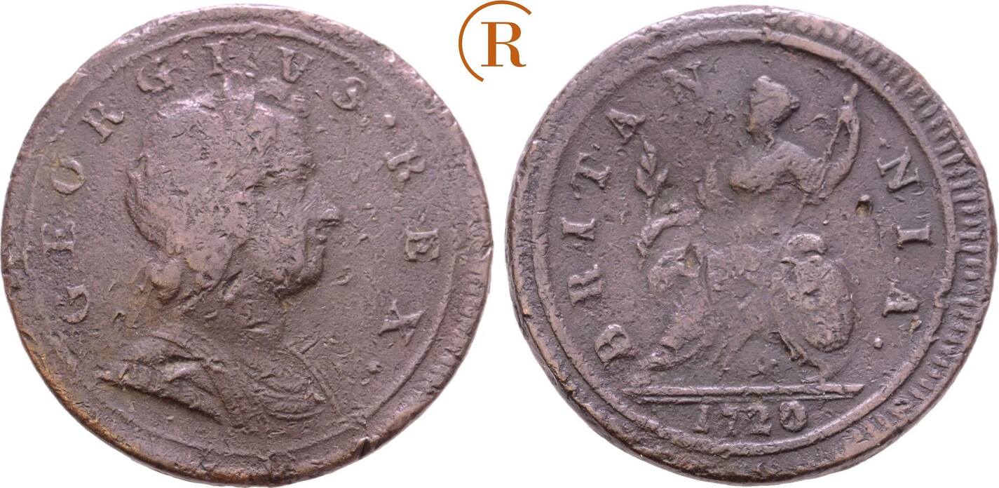 Grossbritannien: 1/2 Penny 1720 George I, 1714-1727: VF- | MA-Shops