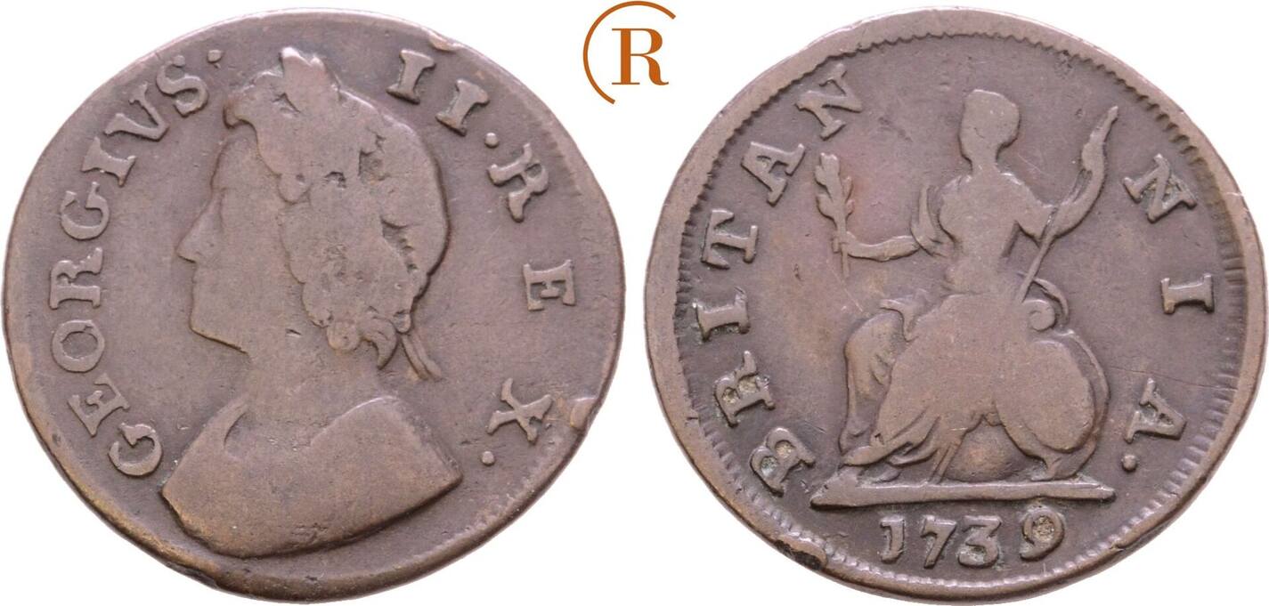 Grossbritannien: Farthing 1739 George II, 1727-1760: VF- | MA-Shops