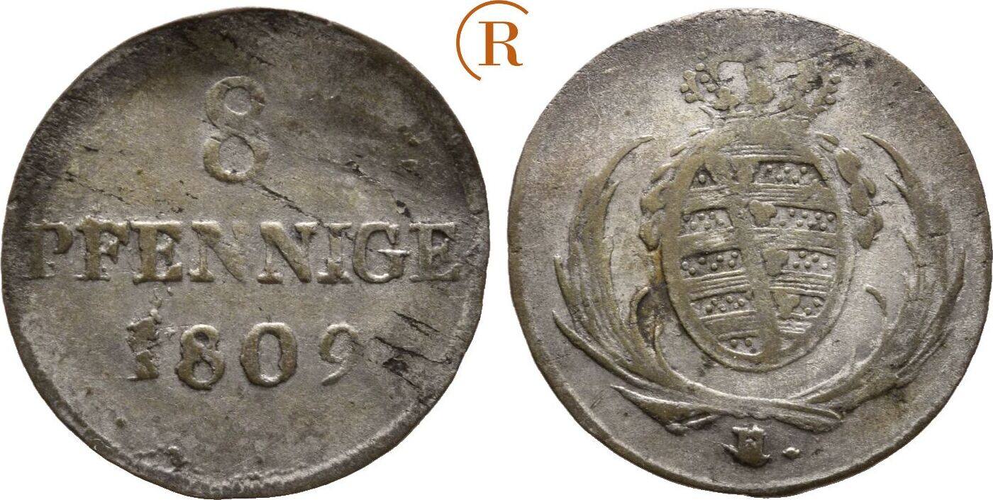 Sachsen: 8 Pfennig 1809 H Friedrich August I, 1806-1827: VF-EF ...