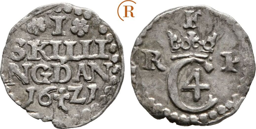 Dänemark: 1 Skilling 1621 Christian IV, 1588-1648: aEF | MA-Shops