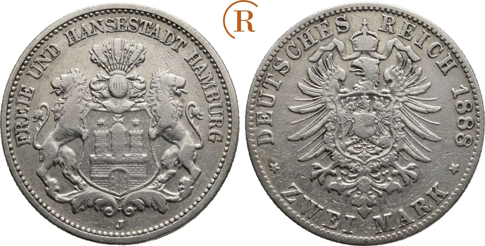 Kaiserreich: Hamburg: 2 Mark 1888 J VF- | MA-Shops