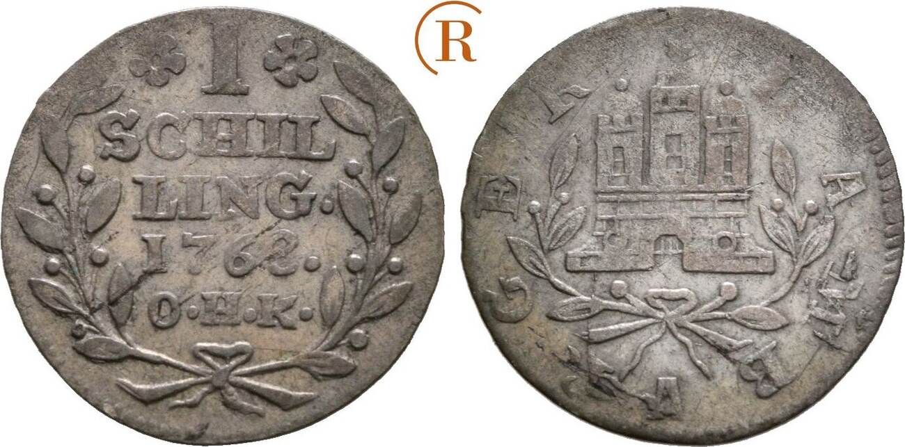 Hamburg Stadt: 1 Schilling 1768 OHK VF | MA-Shops