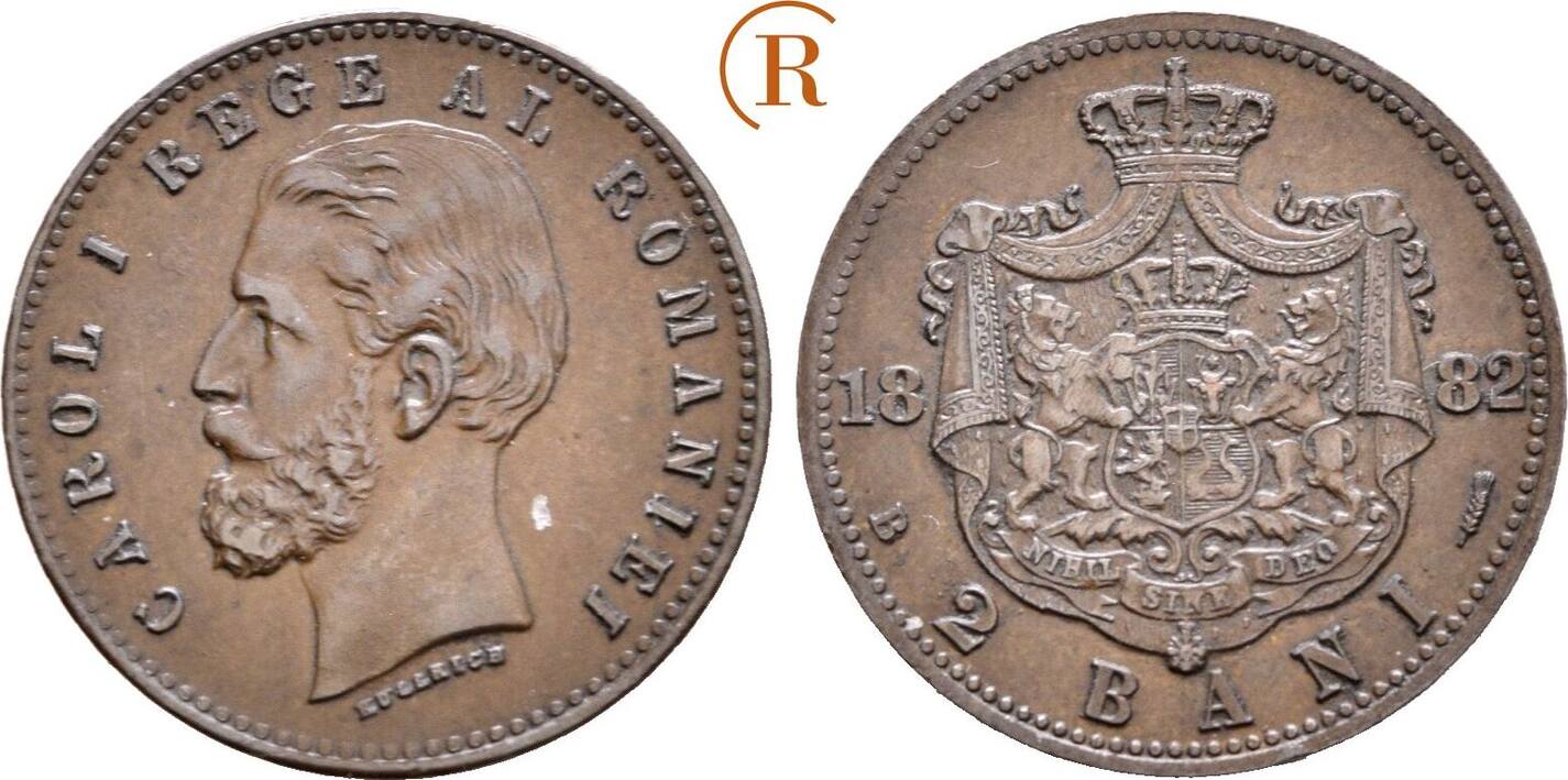 Rumänien: 2 Bani 1882 B Carol I, 1866-1914: aEF | MA-Shops