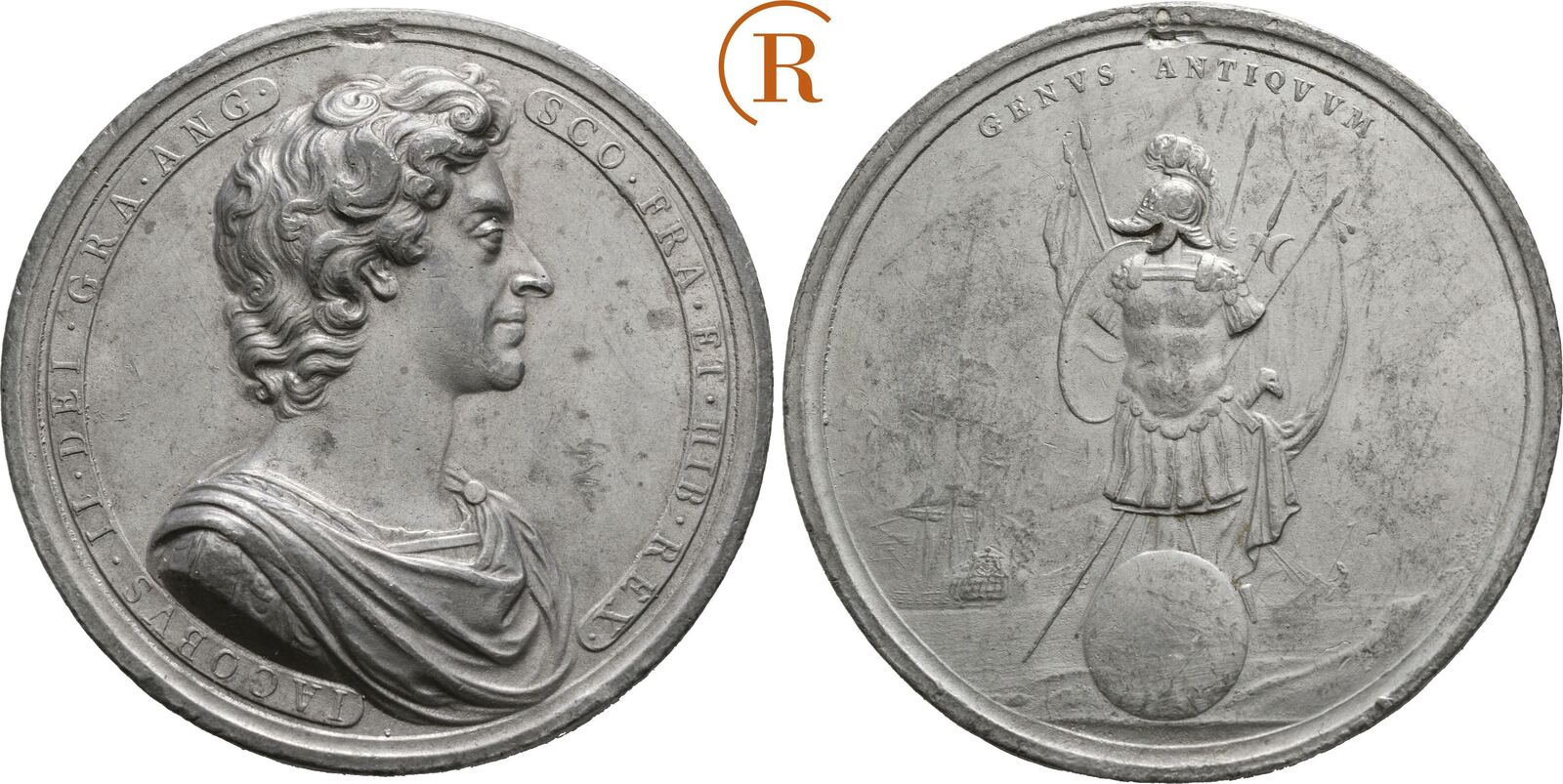 England: Zinnmedaille von Roettier o.J. ( 1665 ) James II, 1685-1688 ...