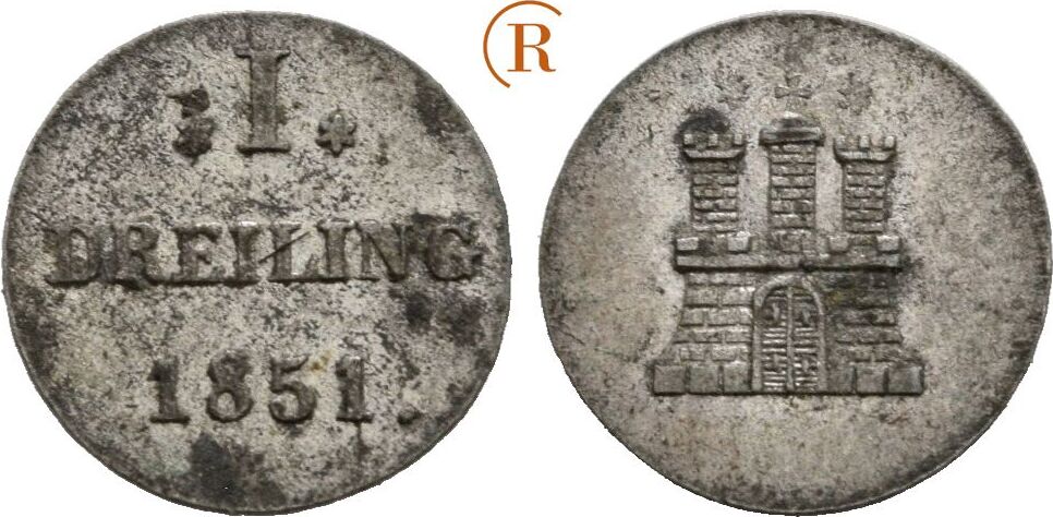 Hamburg: Dreiling 1851 aEF | MA-Shops