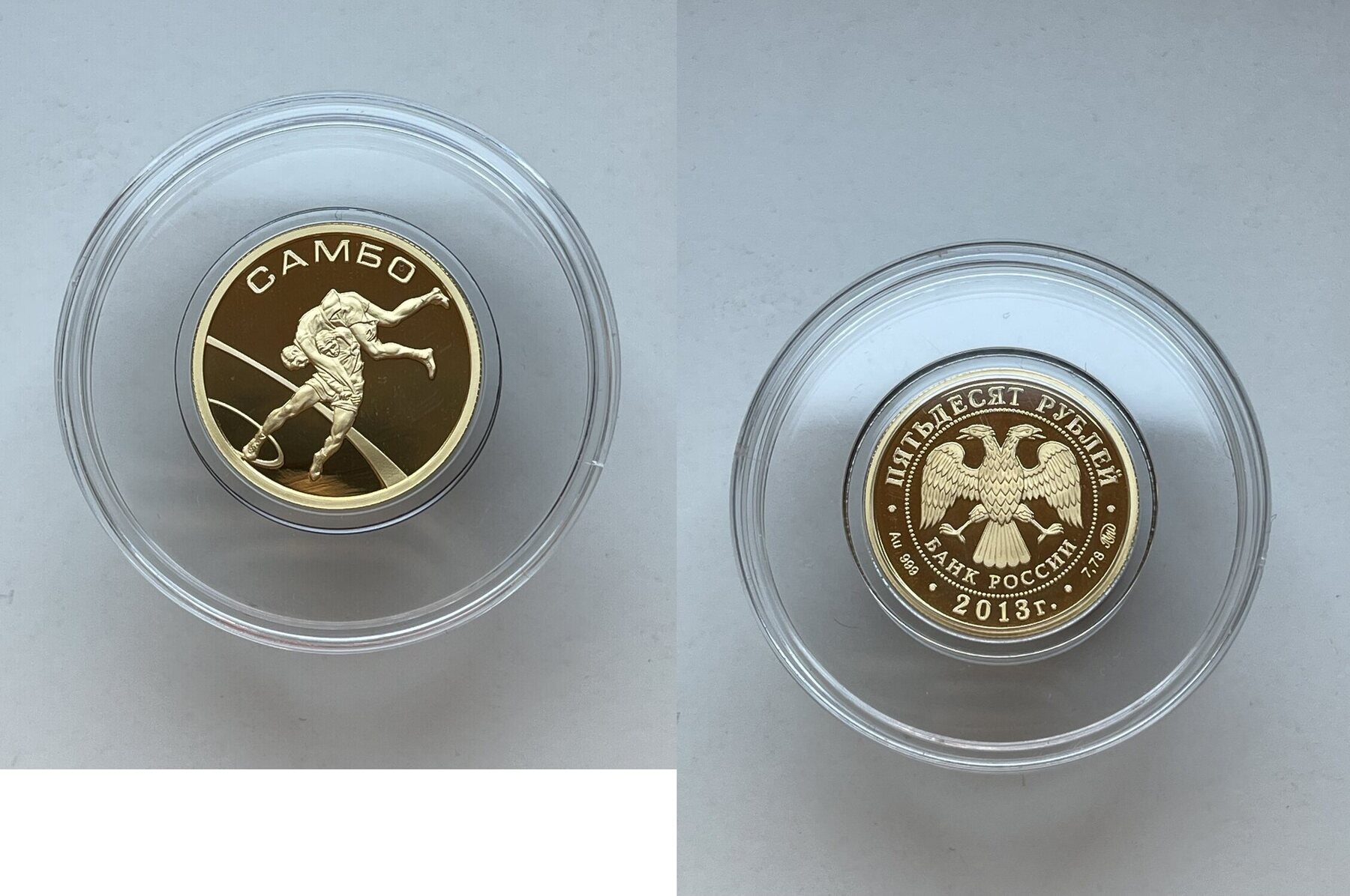 Russland 50 roubles 50 ruble gold coin Sambo 2013 1/4 oz Russia Proof ...