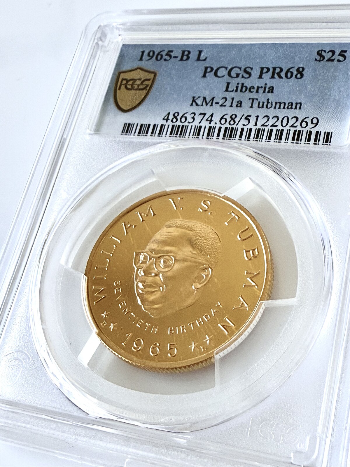 $25 Liberia – 25 Dollar Gold – 1965 B L – Tubman – 70th Birthday PR68 ...