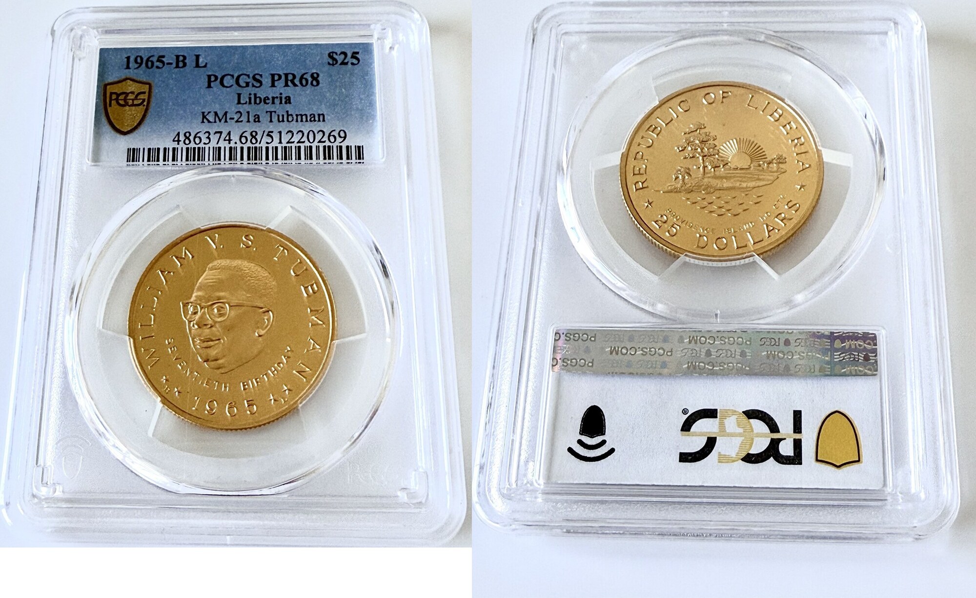$25 Liberia – 25 Dollar Gold – 1965 B L – Tubman – 70th Birthday PR68 ...