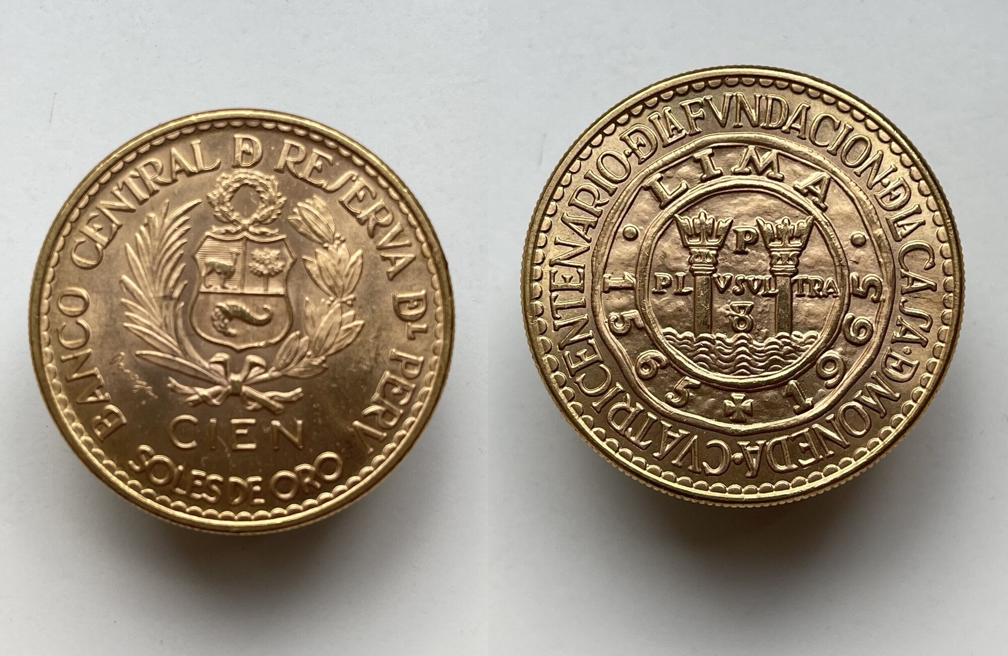 Peru 100 Soles Gold 1965 400th Anniversary of the Lima Mint | MA-Shops