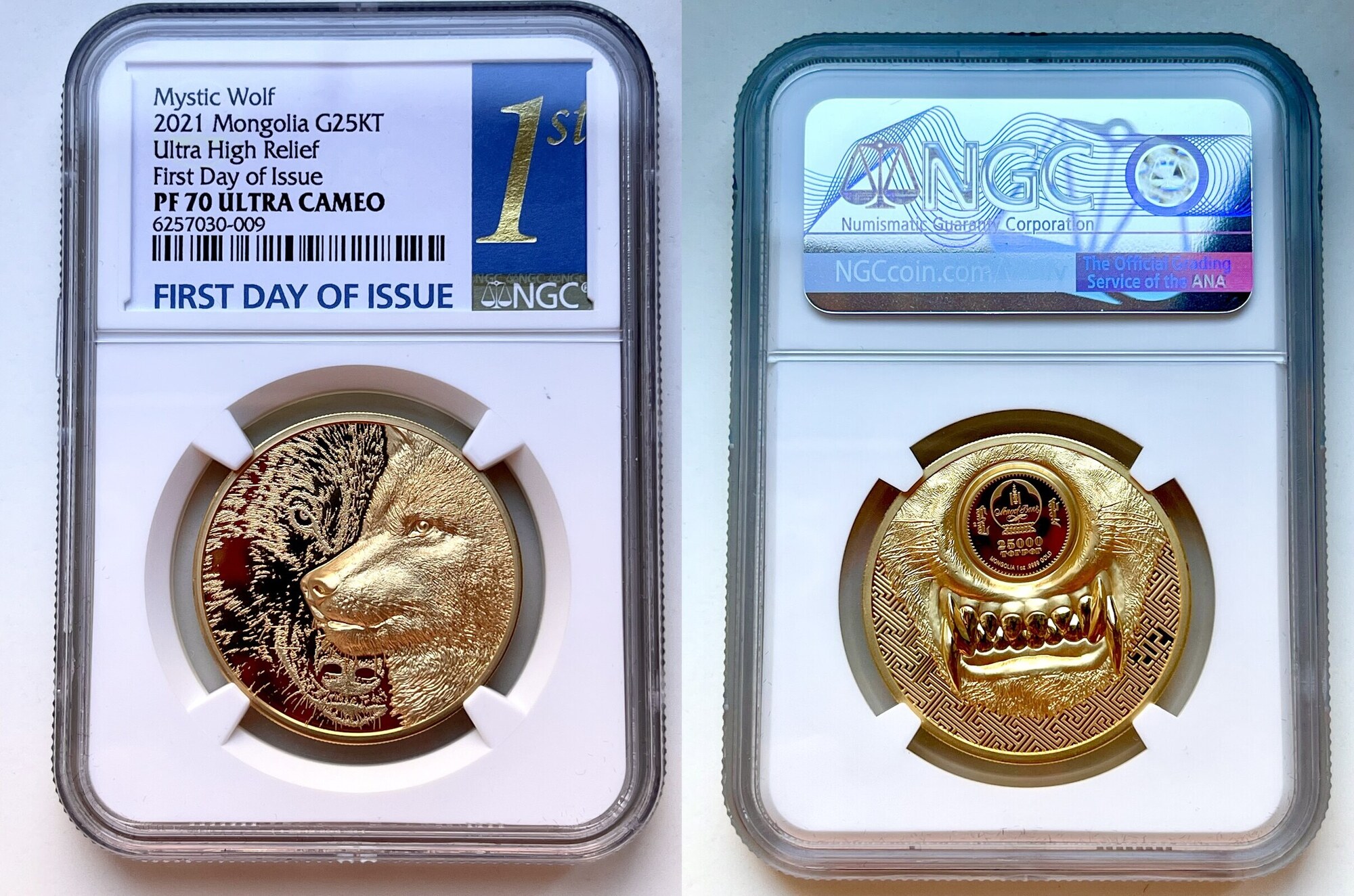 G25KT Mystic Wolf 2021 Mongolia 1oz NGC PF 70 ULTRA CAMEO | MA-Shops