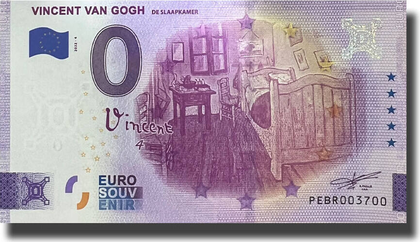 0 Euro Souvenir Banknote Vincent Van Gogh Netherlands PEBR 2022-4 ...