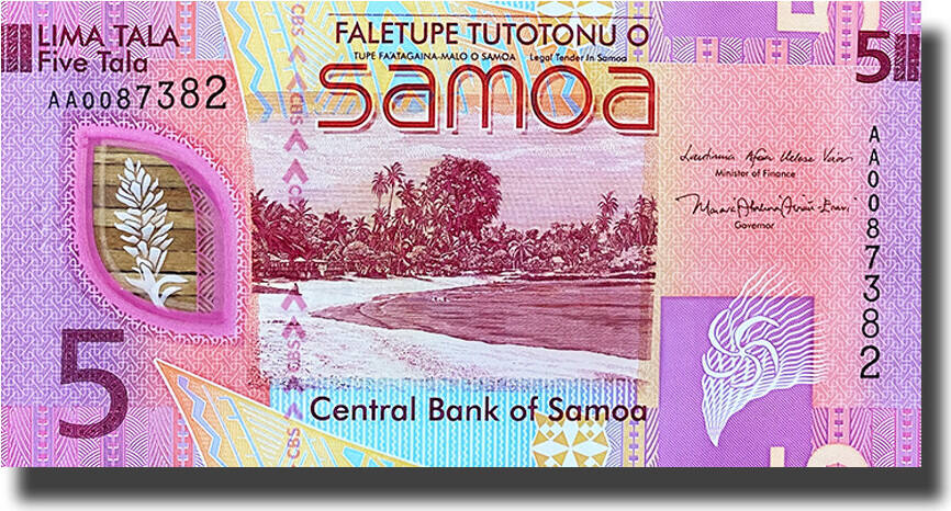 5 Tala 2023 Samoa Polymer Banknote Uncirculated | MA-Shops