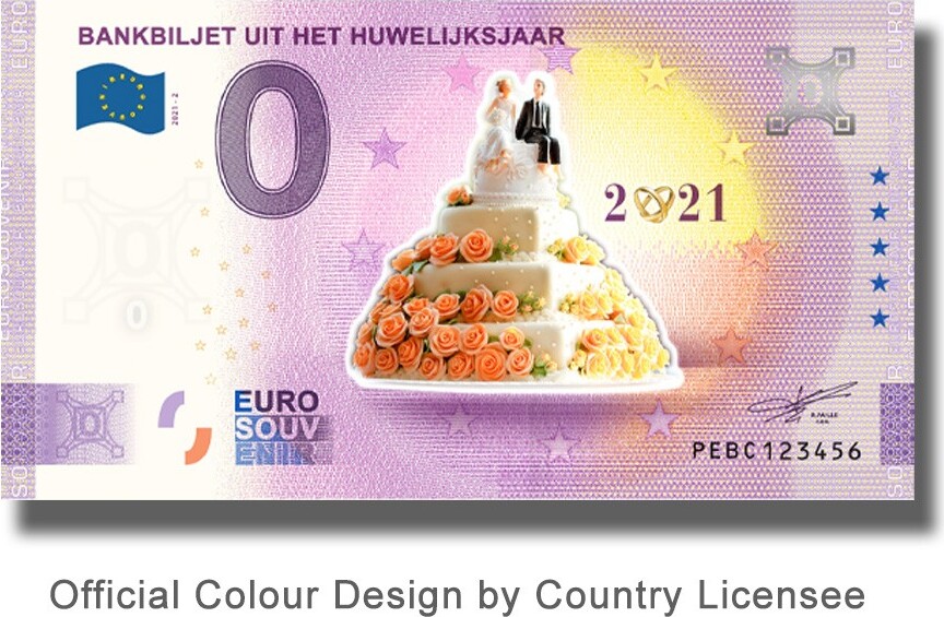 0 Euro Souvenir Banknote Bankbiljet Uit Het Huwelijksaar Colour ...