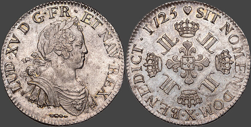Frankreich 1725 Louis XV (1715-1774) Ecu aux 8L Amiens Etat : EF avec ...
