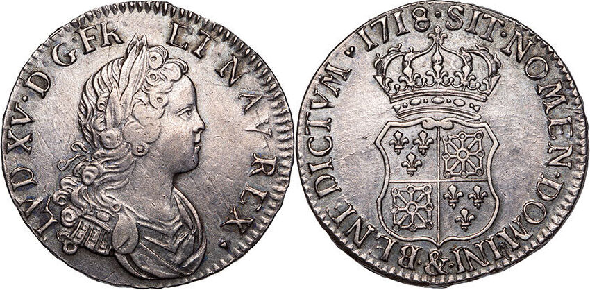 Frankreich Demi-écu 1718 Louis XV (1715-1774) de Navarre Aix Etat: EF ...