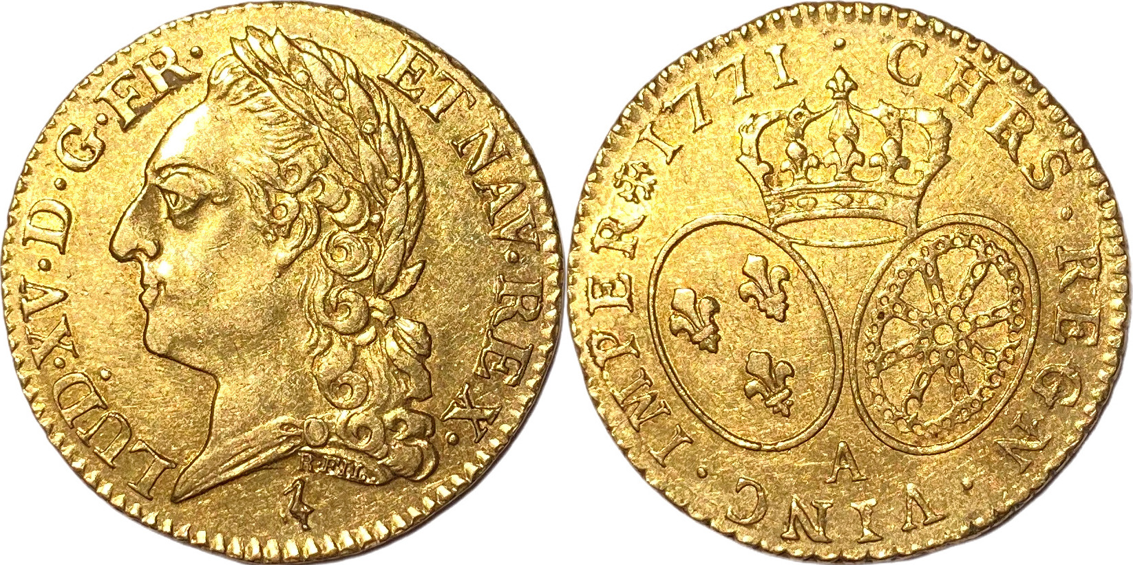 Frankreich 1771 Louis XV (1715-1774) Louis d'or à la vieille tête Paris ...