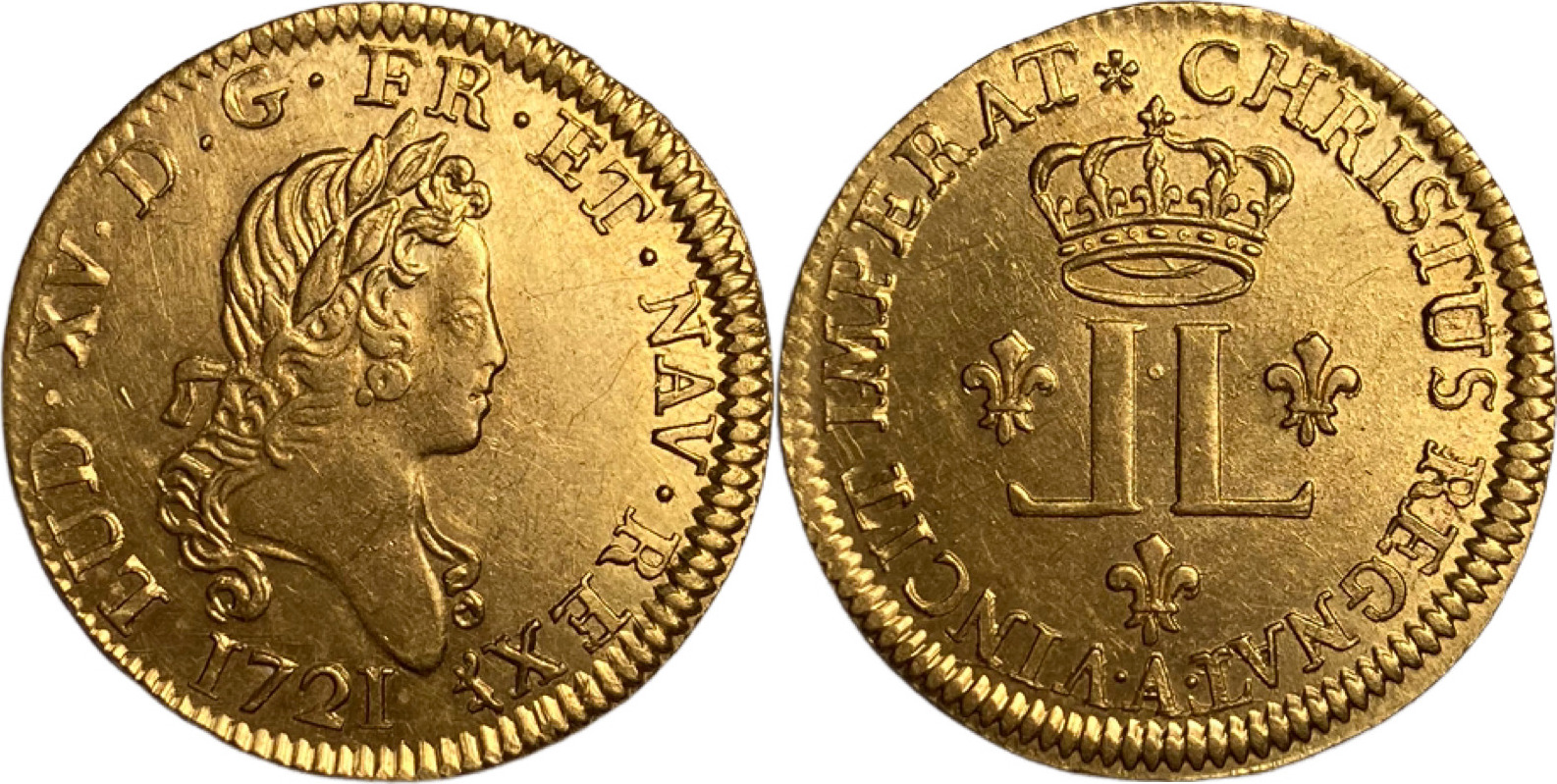Frankreich Louis d'or 1721 Louis XV (1715-1774) aux 2L Fn Paris | MA-Shops
