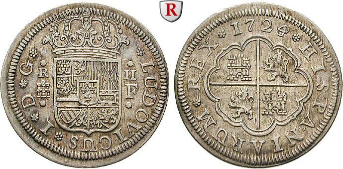 Spain 2 Reales Luis I, 1724 extremely fine | MA-Shops