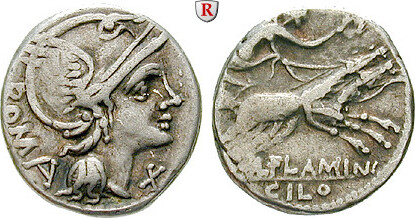 Denarius 109-108 v.Chr. L. Flaminius Chilo, 109-108 BC nearly very fine ...