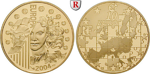 France 10 Euro 2004 Fifth Republic, seit 1958, Gold, 8,45 g proof | MA ...