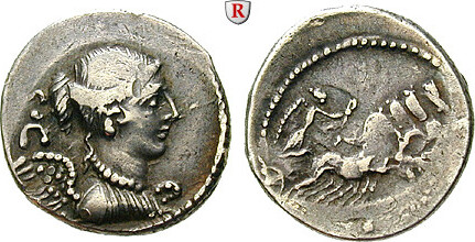 Denarius 46 v.Chr. T. Carisius, 46 BC very fine / nearly very fine ...