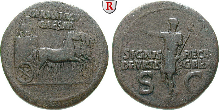 Dupondius 37-41 n.Chr. Germanicus, 15 BC-19 AD good very fine | MA-Shops