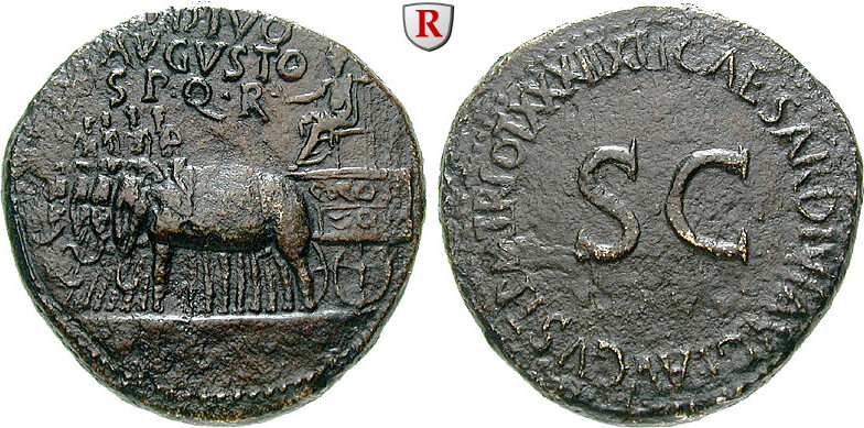 Sestertius 36-37 (unter Tiberius) Augustus, 27 BC-14 AD good very fine ...