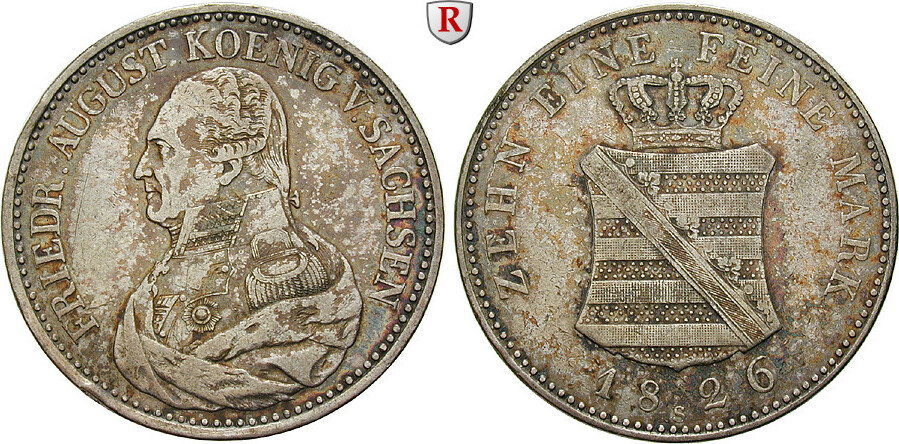 Sachsen (Saxony) Konventionstaler 1826 Sachsen, Königreich, Friedrich ...