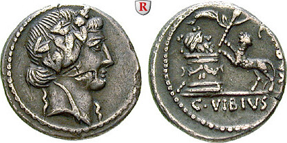 Denarius 42 v.Chr. C. Vibius Varus, 42 BC good very fine, scratch and punches obverse | MA-Shops