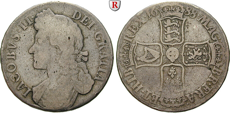 Great Britain Crown 1688 James II, 1685-1688 nearly very fine | MA-Shops