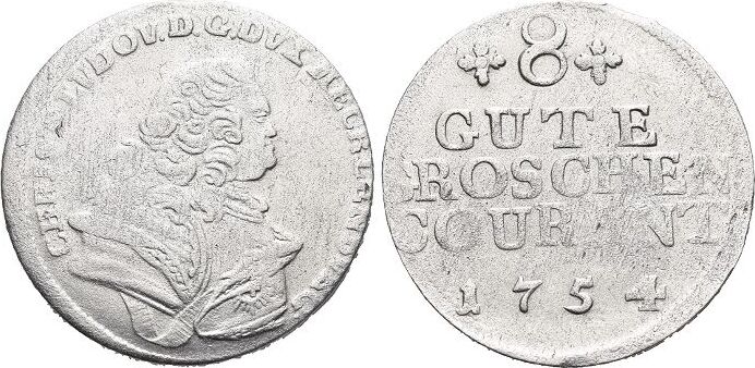Mecklenburg-Schwerin 8 Gute Groschen 1754 Christian Ludwig II. 1747 ...