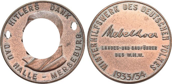 Drittes Reich Bronze-Medaille 1933 Winterhilfswerk (WHW) fast ...
