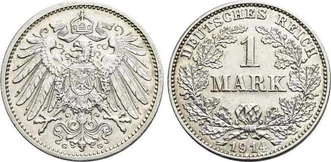 Deutsches Reich Mark 1914 G EF | MA-Shops
