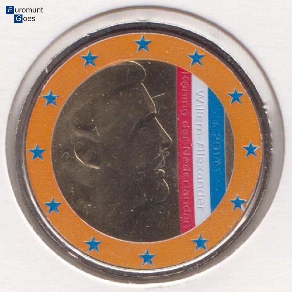 Nederland Koninkrijk 2 Euro - Color 2014 I Willem Alexander Gekleurd ...