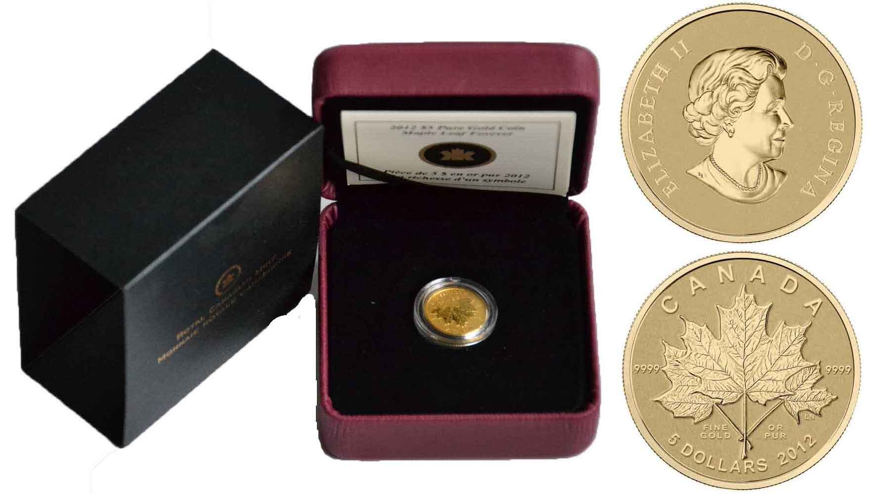 Canada 5 Dollar 2012 Maple Leaf Forever - RARE Coin! Proof with box and ...