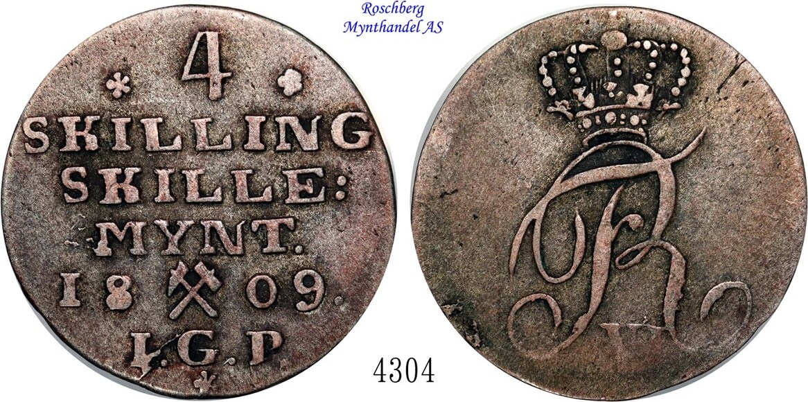 Mynter 4 Skilling 1809 Kv 1+ | MA-Shops