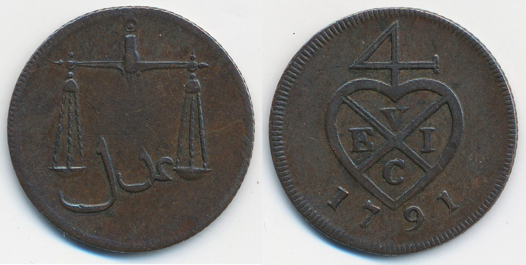 Mynter British India 1/2 Pice 1791 XF | MA-Shops