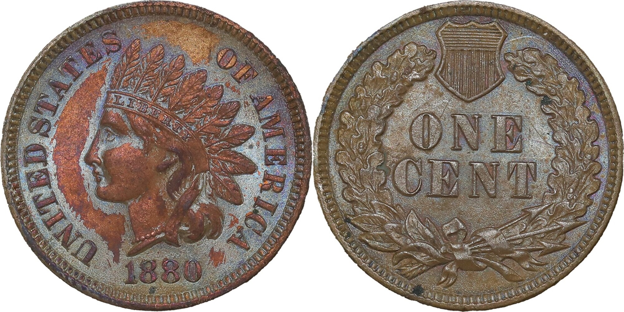 Mynter 1 Cent 1880 USA UNC | MA-Shops