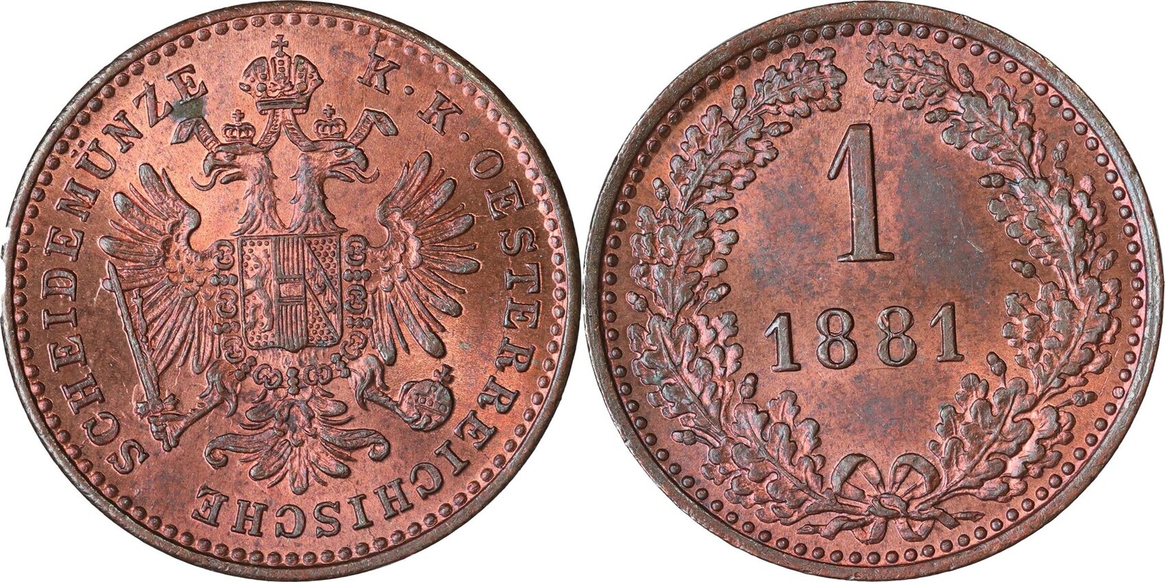 Mynter 1 Kreuzer 1881 Austria UNC | MA-Shops