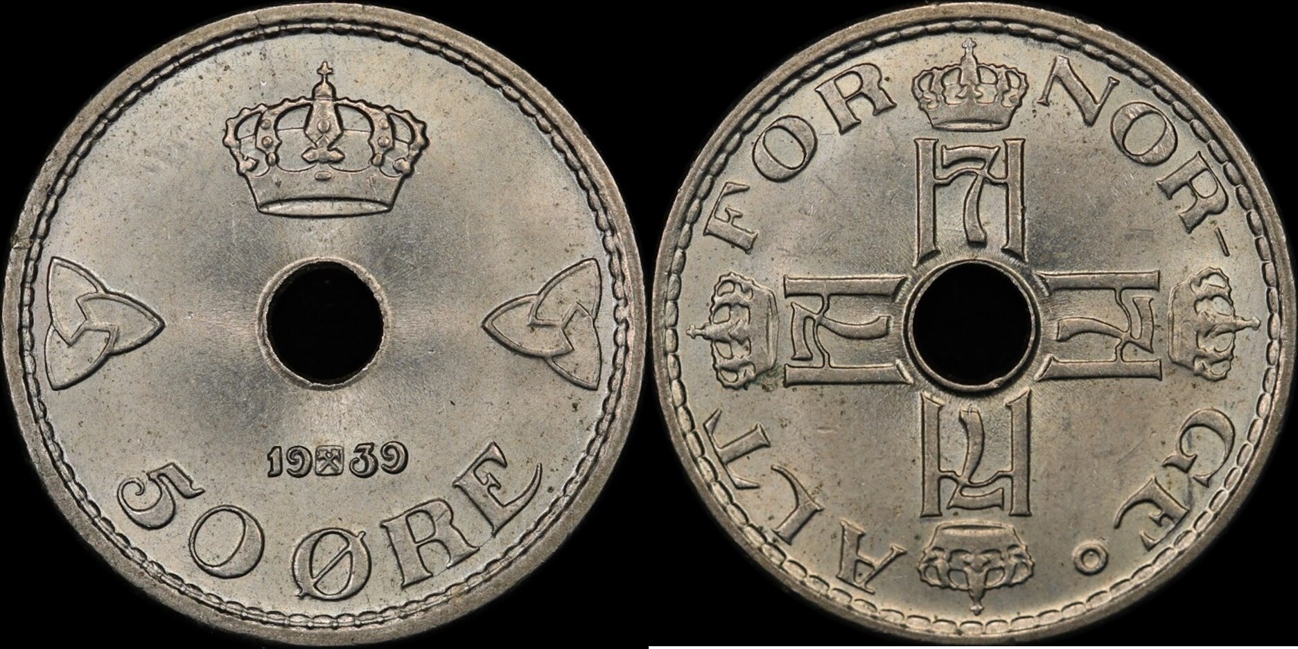 Mynter 50 Øre 1939 R7124 Norge Kv 0 | MA-Shops