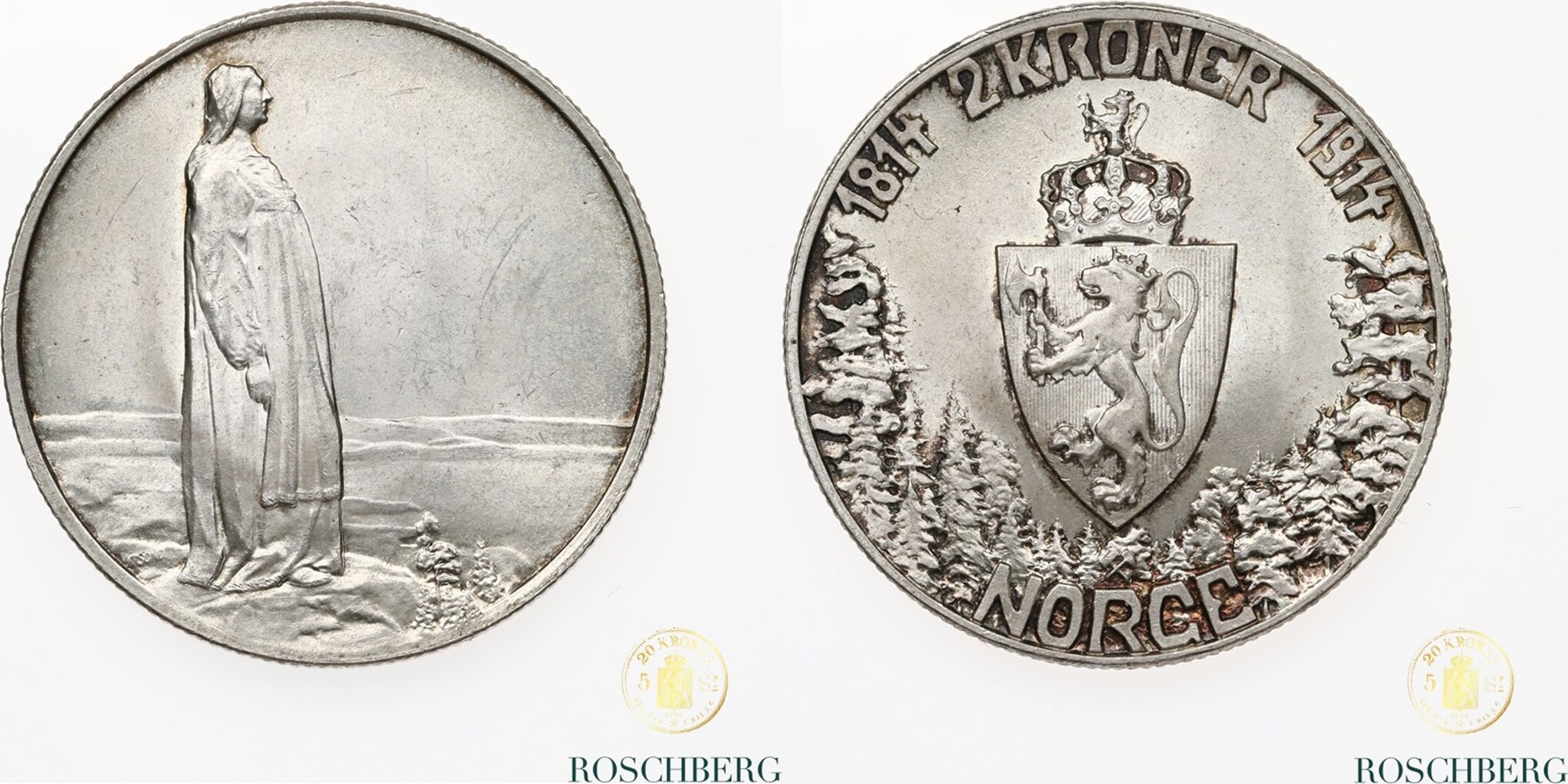 Mynter 2 Kroner 1914 7192 Mor Norge Kv 0 | MA-Shops