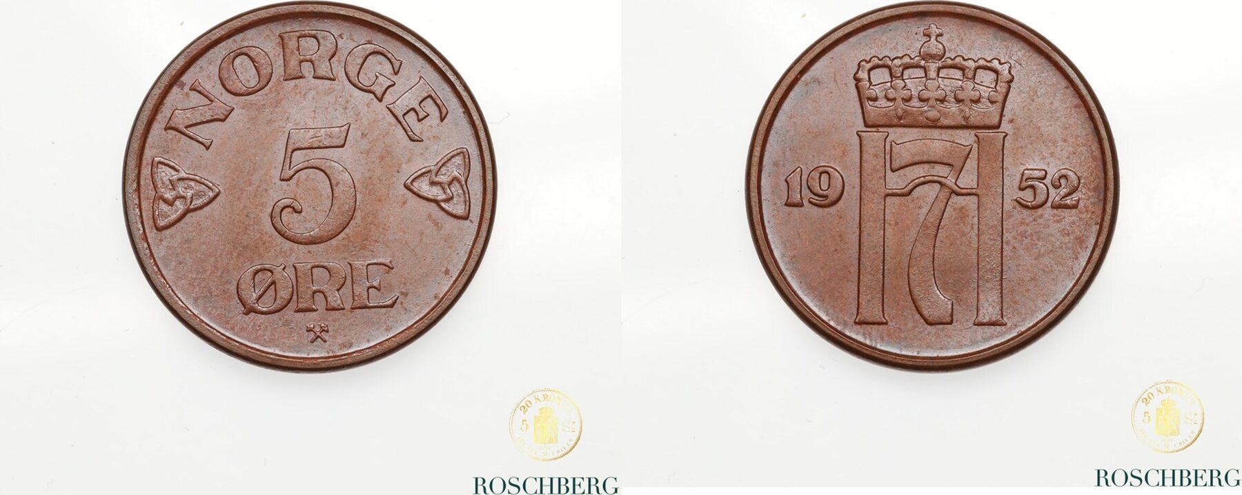 Mynter 5 Øre 1952 Norge Kv 0 | MA-Shops