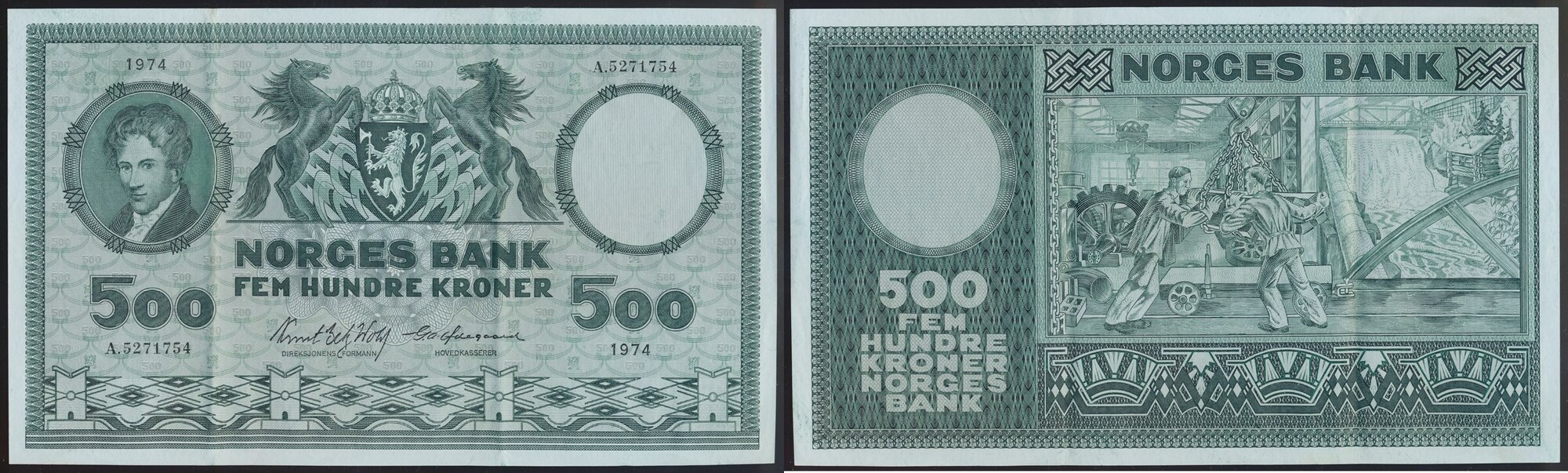 Sedler 500 Kroner 1974 A Kv 01 | MA-Shops
