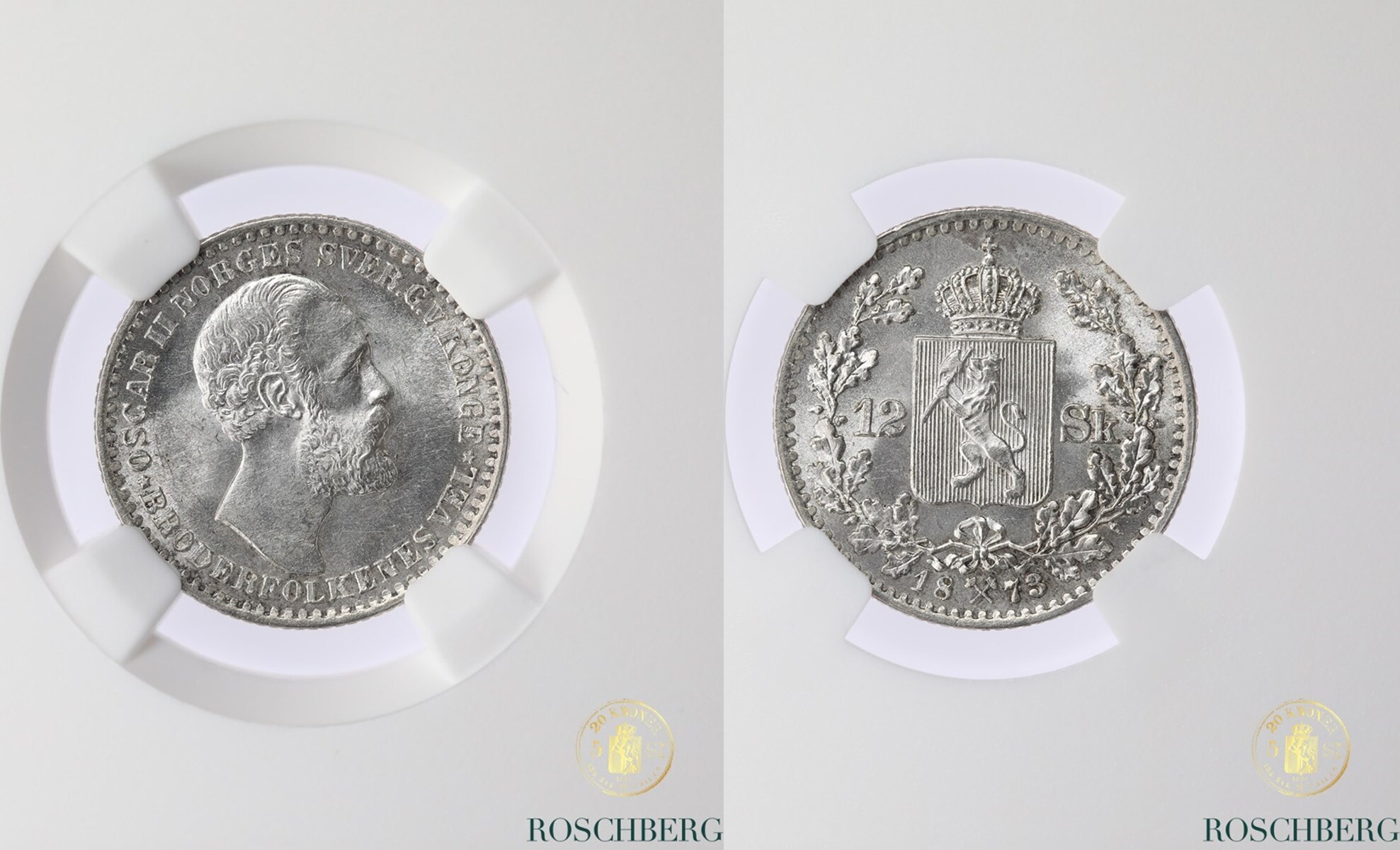 Mynter 12 Skilling 1873 NGC MS63 | MA-Shops