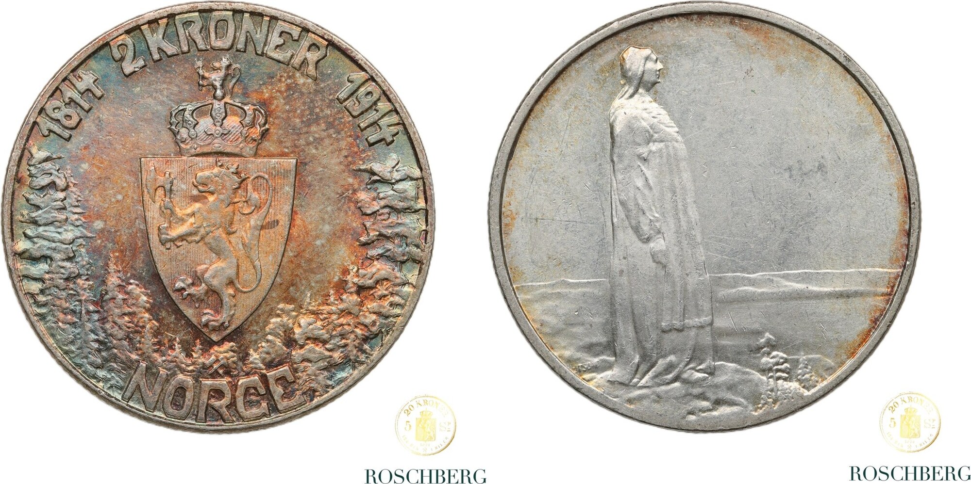 Mynter 2 Kroner 1914 Norge Mor Norge Kv 0/01 | MA-Shops